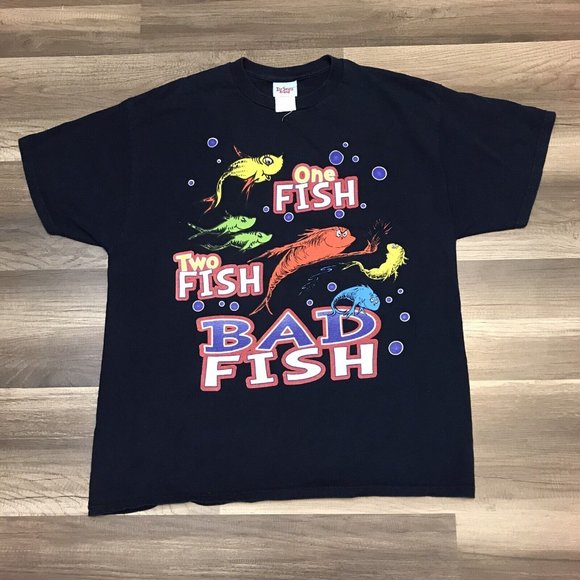 Dr. Seuss | Shirts | Vtg Dr Seuss One Fish Two Fish Bad Fish Mens ...